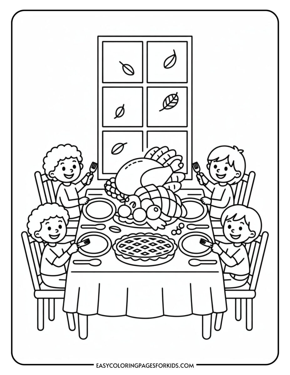 Thanksgiving Dinner Coloring Pages (7 Pages To Color) - Easy Coloring ...