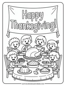 Thanksgiving Dinner Coloring Pages (7 Pages To Color) - Easy Coloring ...