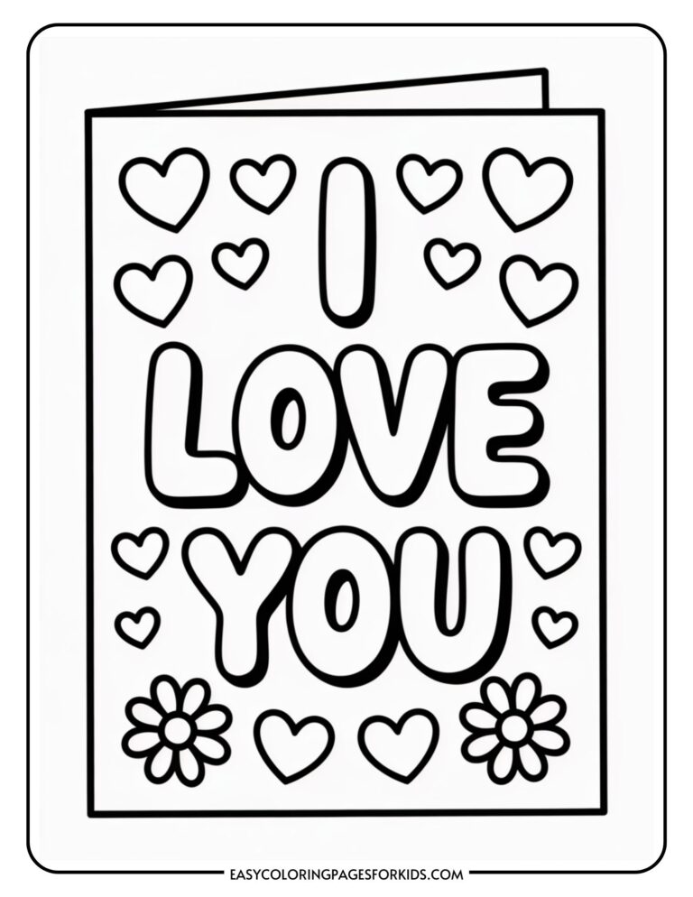 Valentine's Day Card Printable Coloring Pages (7 Pages To Color) - Easy ...