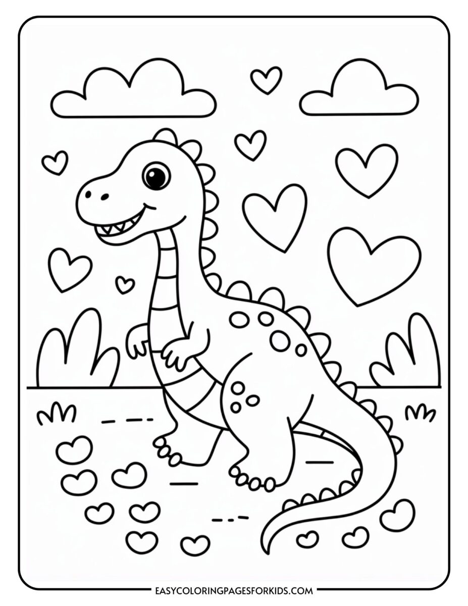 Dinosaur Valentine Coloring Page (11 Pages To Print) - Easy Coloring ...