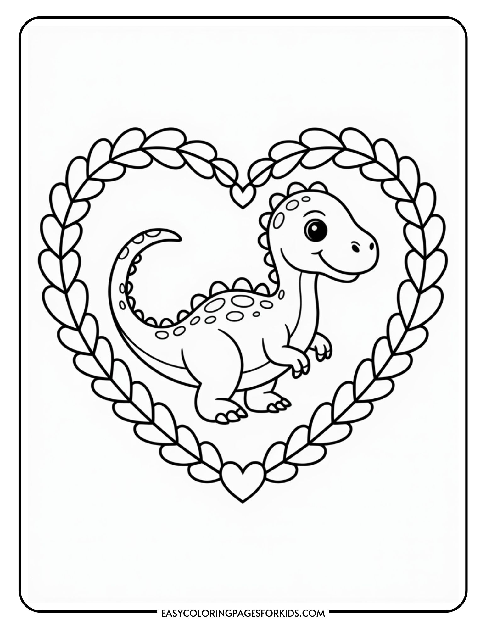Dinosaur Valentine Coloring Page (11 Pages To Print) - Easy Coloring ...