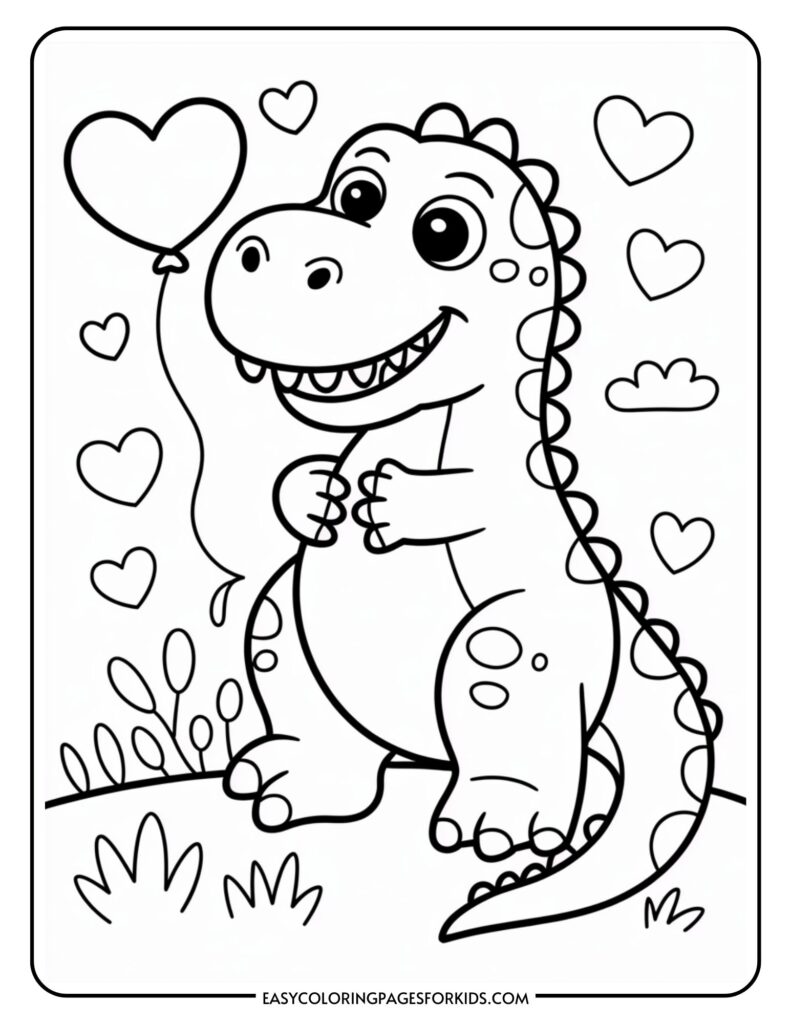 Dinosaur Valentine Coloring Page (11 Pages To Print) - Easy Coloring ...