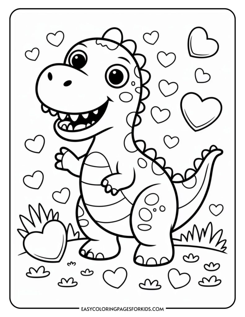 Dinosaur Valentine Coloring Page (11 Pages To Print) - Easy Coloring ...