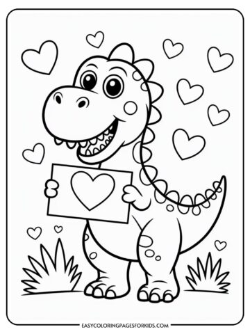 Dinosaur Valentine Coloring Page (11 Pages To Print) - Easy Coloring ...