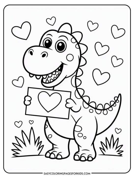 Dinosaur Valentine Coloring Page (11 Pages To Print) - Easy Coloring ...