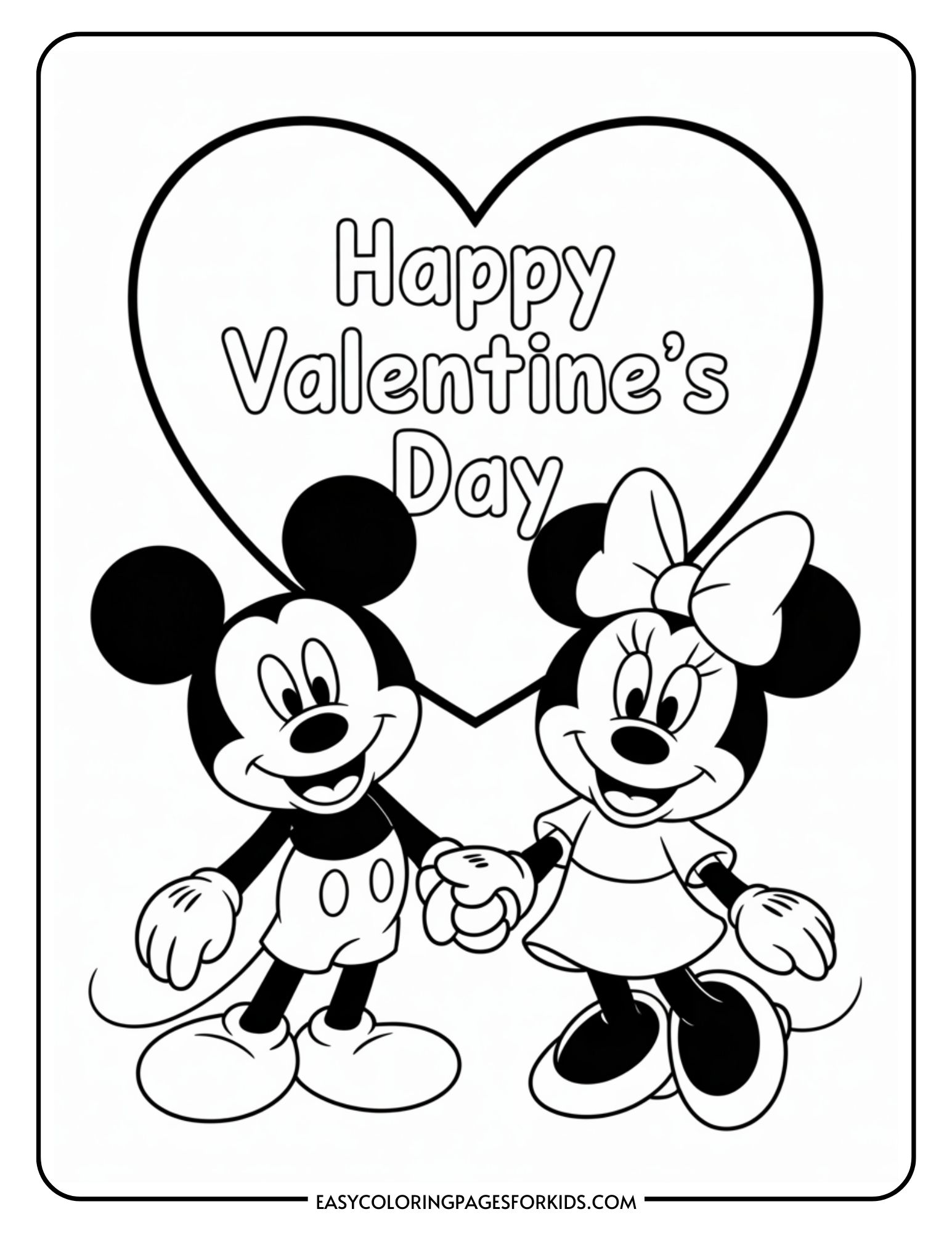 Disney Valentine Coloring Pages (7 PDF Pages) - Easy Coloring Pages for ...