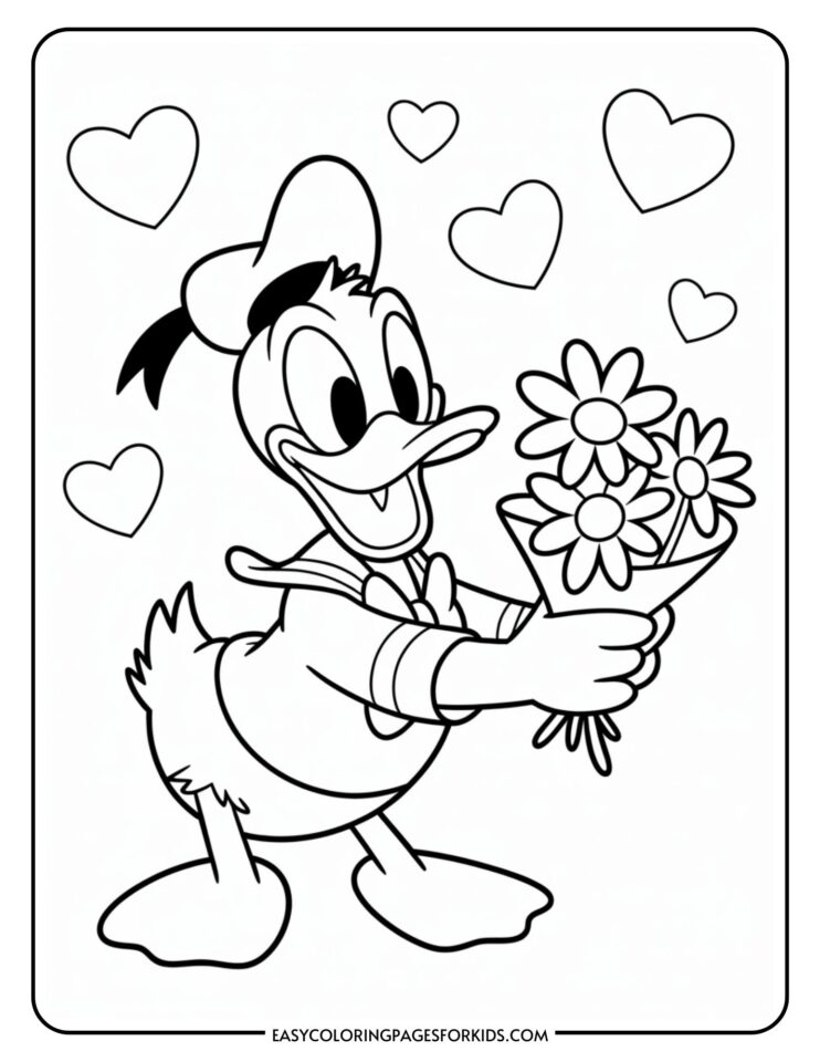 Disney Valentine Coloring Pages (7 PDF Pages) - Easy Coloring Pages for ...