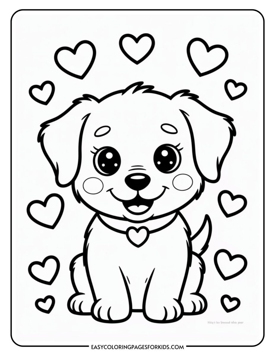 Puppy Valentine Coloring Pages (11 Sheets To Color) - Easy Coloring ...
