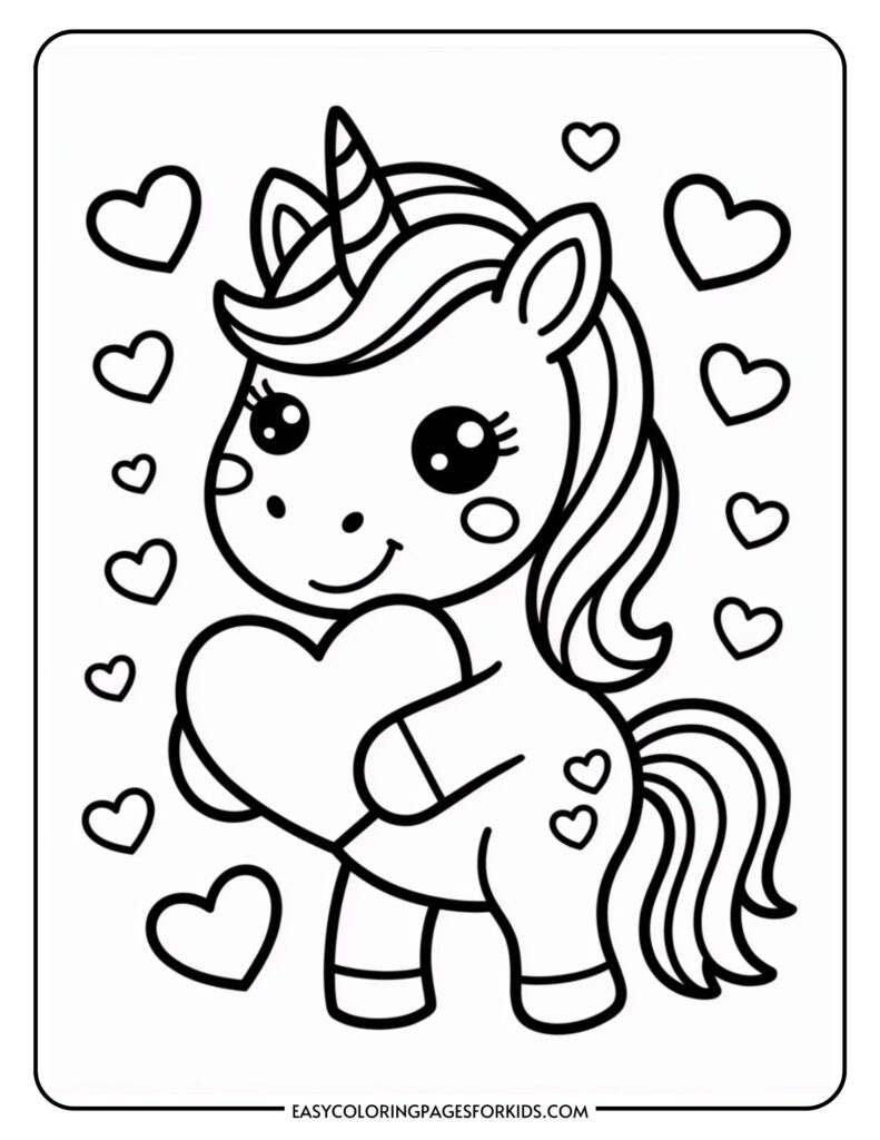 Unicorn Valentines Coloring Pages (11 PDF Pages) - Easy Coloring Pages ...