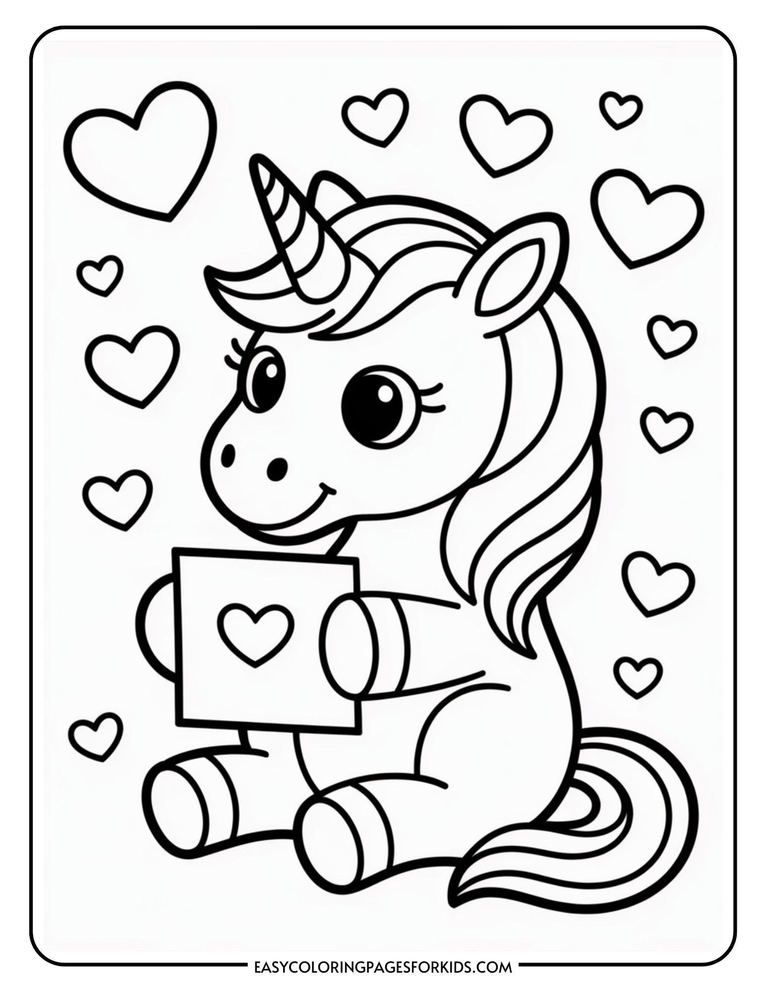 Unicorn Valentines Coloring Pages (11 PDF Pages) - Easy Coloring Pages ...