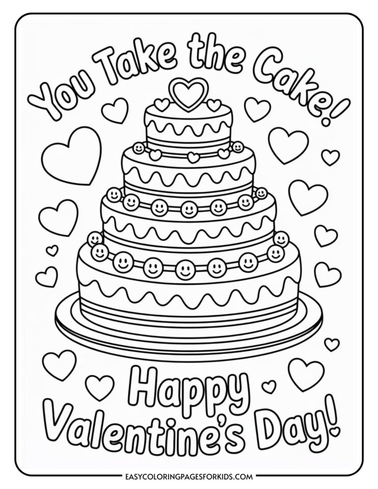 Valentine Card Coloring Pages (22 PDF Pages) - Easy Coloring Pages for Kids