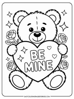 Valentine Teddy Bear Coloring Pages (10 Coloring Sheets) - Easy ...