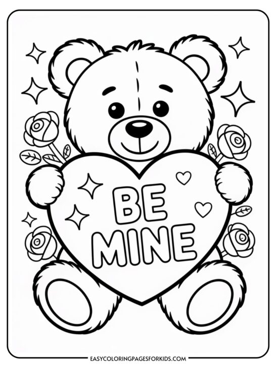 Valentine Teddy Bear Coloring Pages (10 Coloring Sheets) - Easy ...
