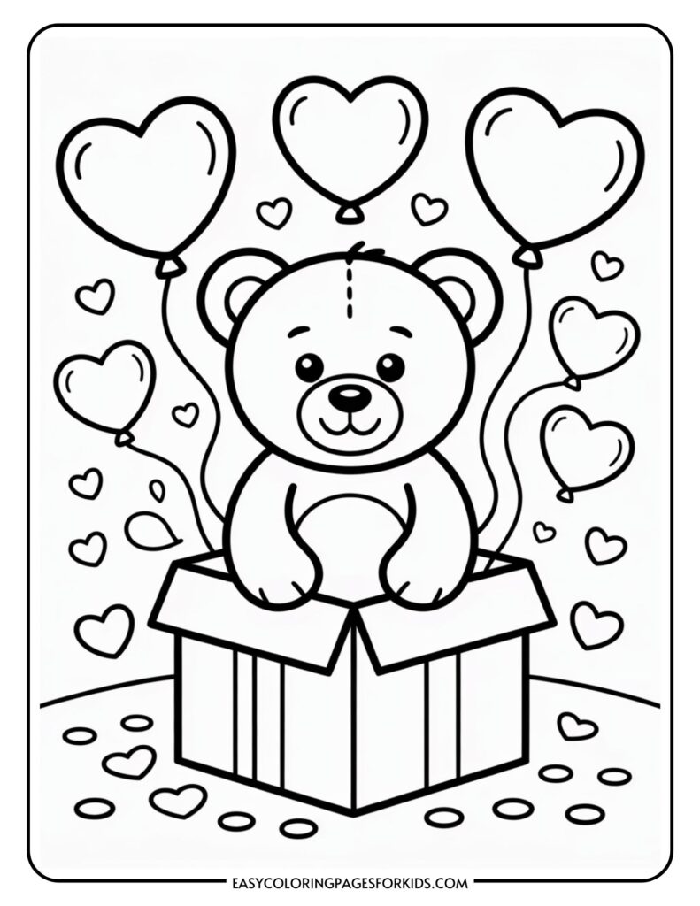 Valentine Teddy Bear Coloring Pages (10 Coloring Sheets) - Easy ...