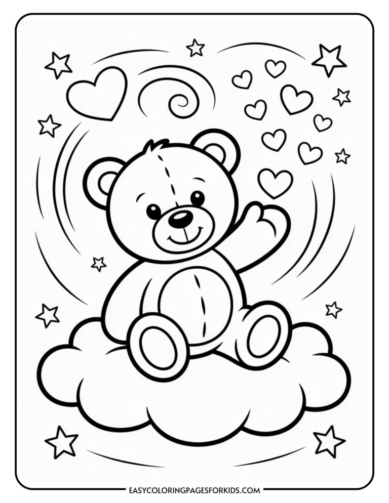 Valentine Teddy Bear Coloring Pages (10 Coloring Sheets) - Easy ...