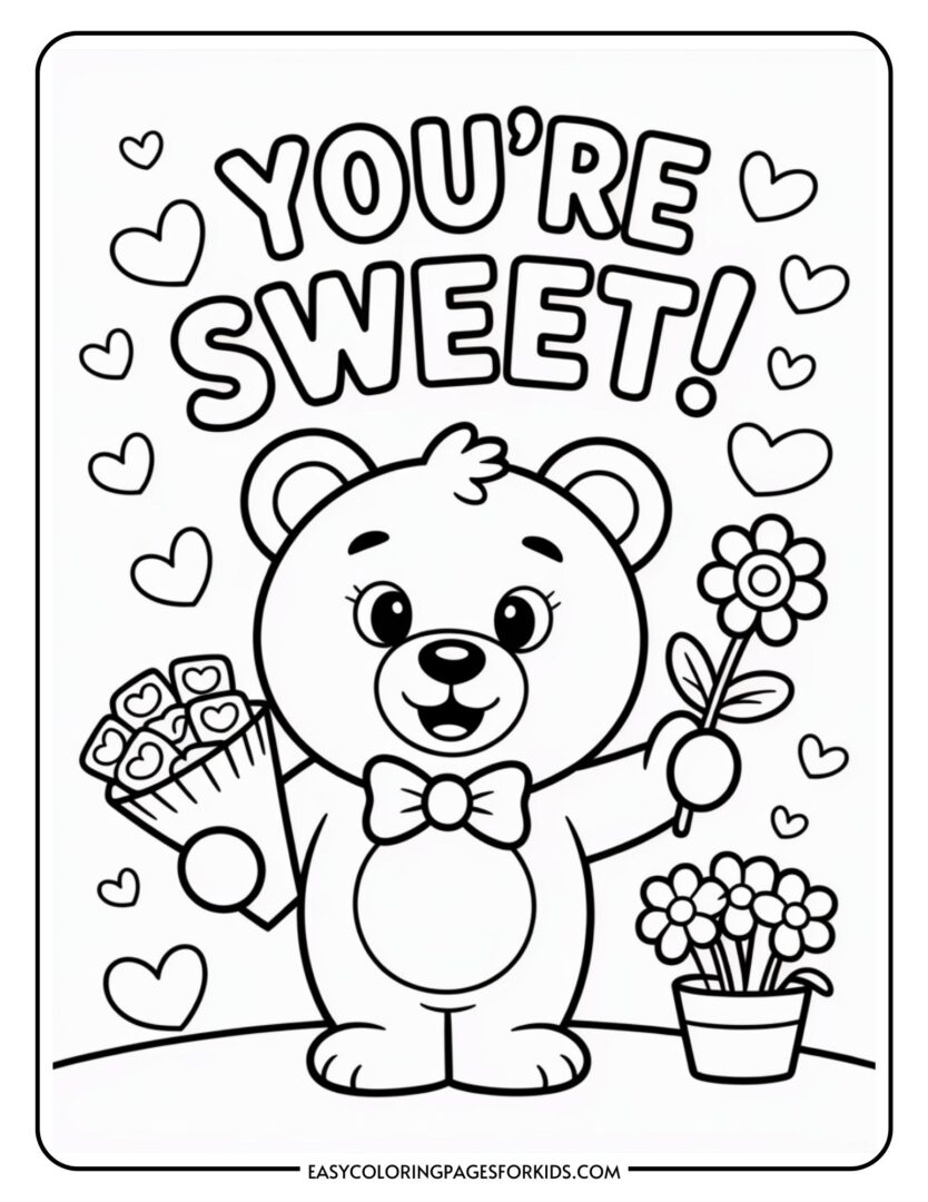 Valentine Teddy Bear Coloring Pages (10 Coloring Sheets) - Easy ...
