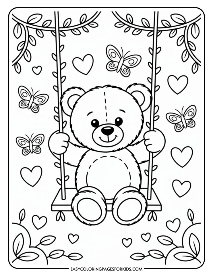 Valentine Teddy Bear Coloring Pages (10 Coloring Sheets) - Easy ...