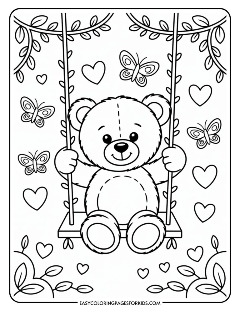 Valentine Teddy Bear Coloring Pages (10 Coloring Sheets) - Easy ...