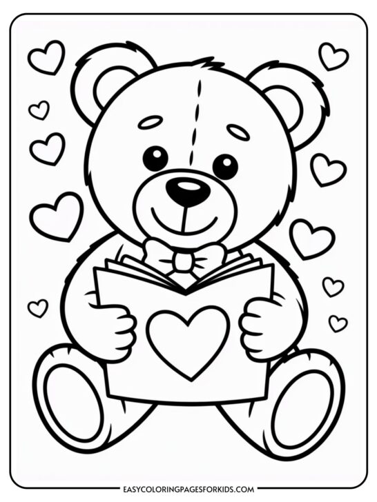 Valentines Bear Coloring Page (12 Coloring Sheets) - Easy Coloring ...