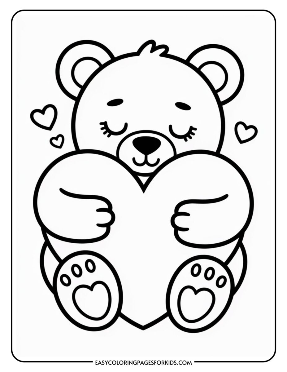 Valentines Bear Coloring Page (12 Coloring Sheets) - Easy Coloring ...