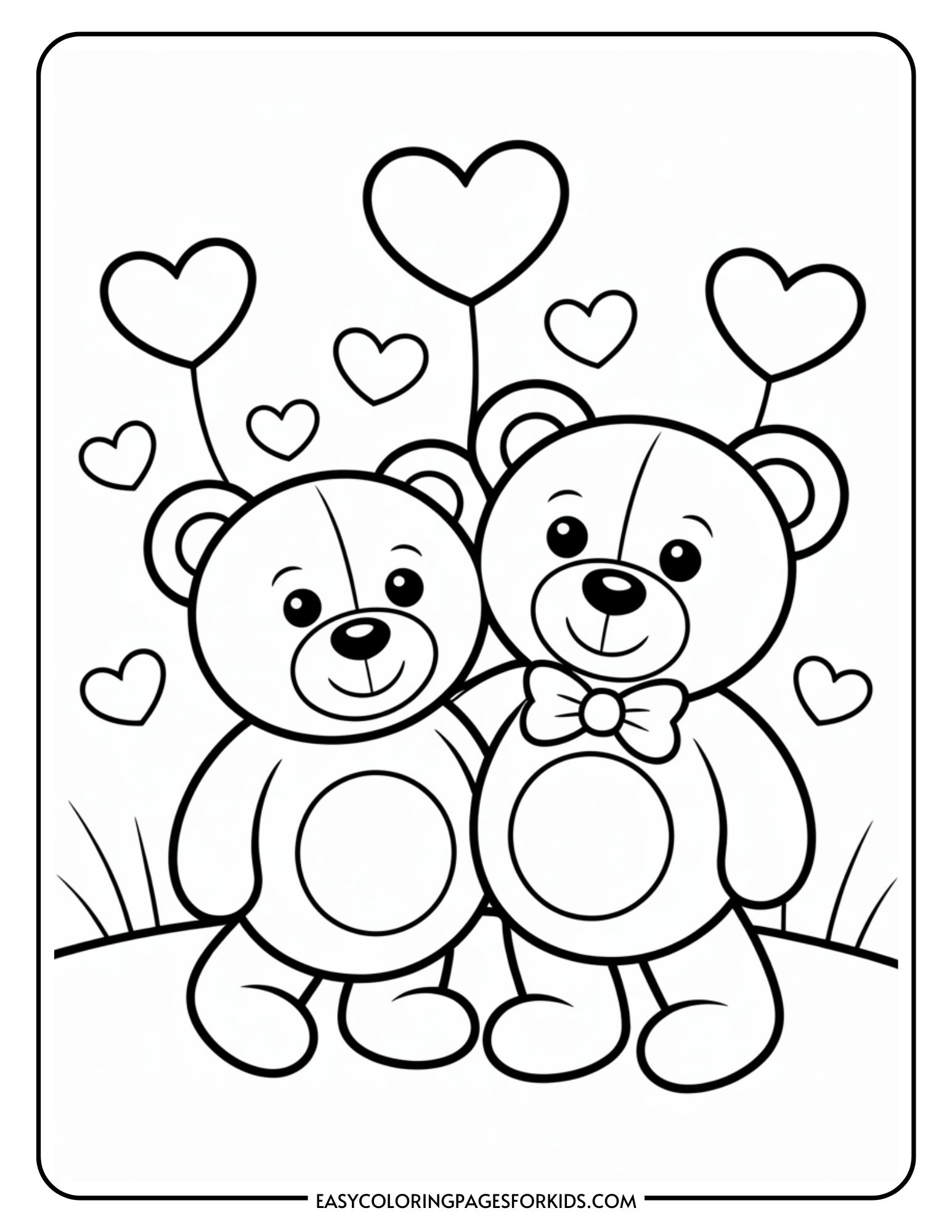 Valentines Bear Coloring Page (12 Coloring Sheets) - Easy Coloring ...