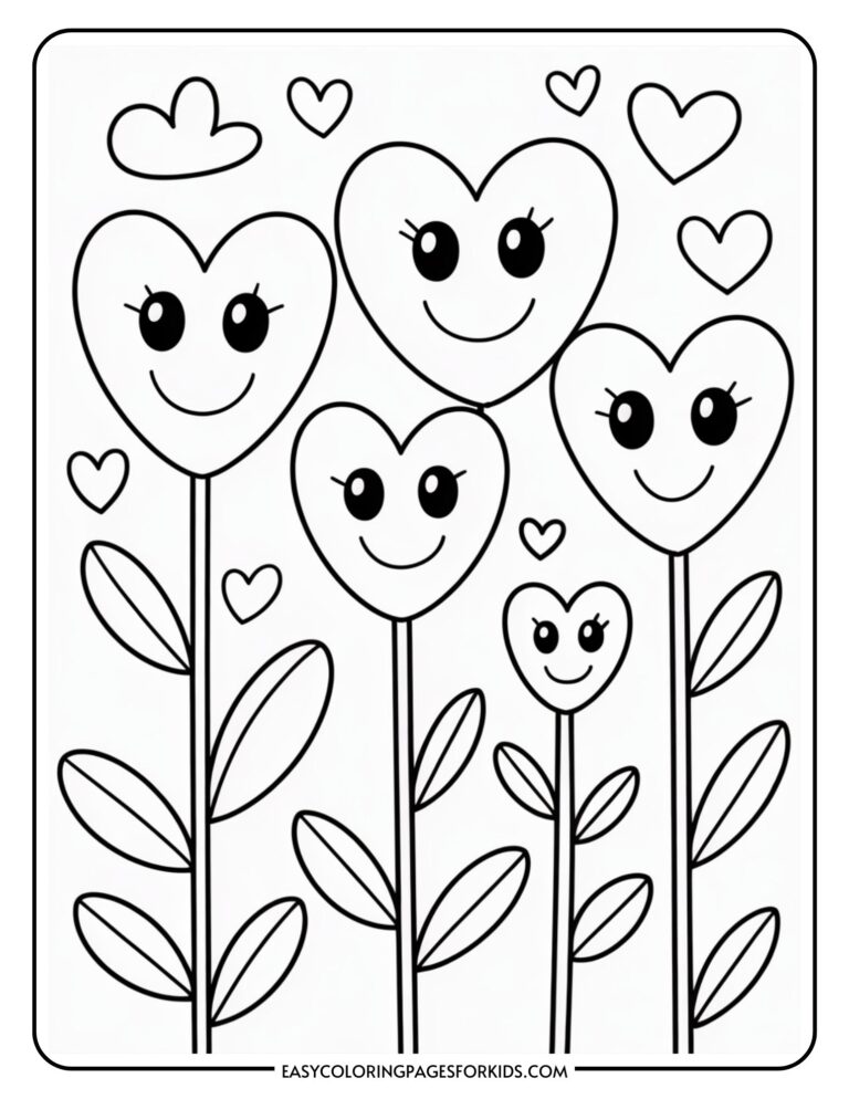 Valentines Day Coloring Pages (15 PDF Pages) - Easy Coloring Pages for Kids